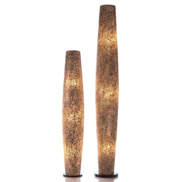 Vloerlamp Wangi Gold zuil schelpen 150cm | Straluma